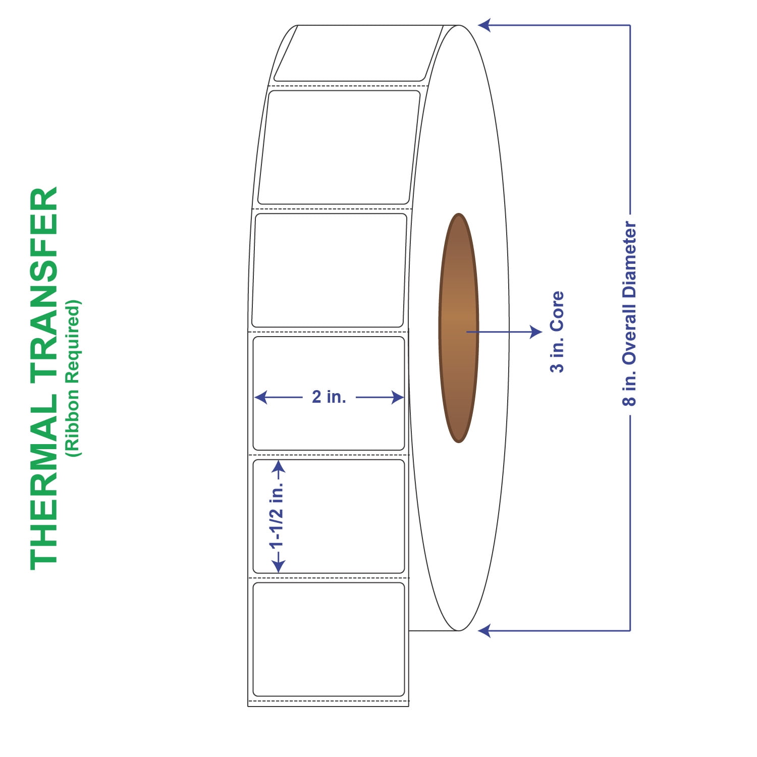 2" x 1-1/2" General Use Labels, w/ Perf Thermal Transfer Labels ...