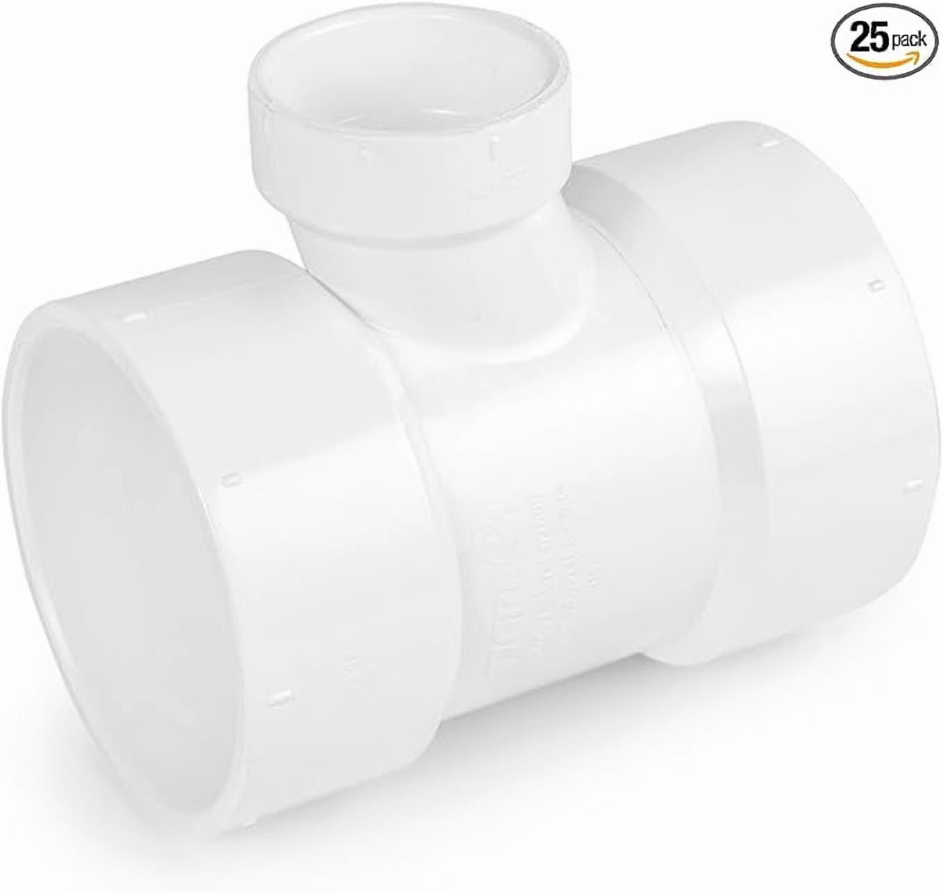 2" x 1-1/2" x 2" PVC DWV Drain Waste Vent Sanitary Tee Reducing Hub ...