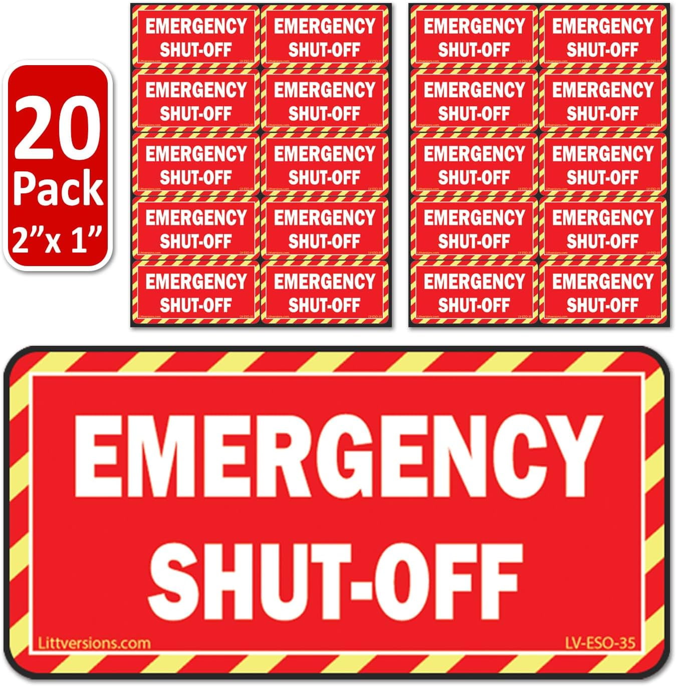 2" x 1" EMERGENCY SHUT-OFF Fuel Switch Warning Safety Label Sign ...