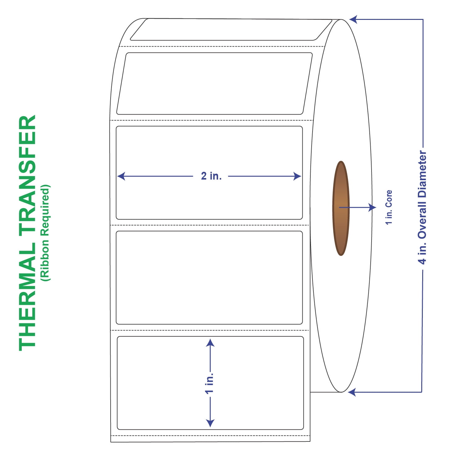 2" x 1" General Use Labels, w/ Perf Thermal Transfer Labels, Perforated ...
