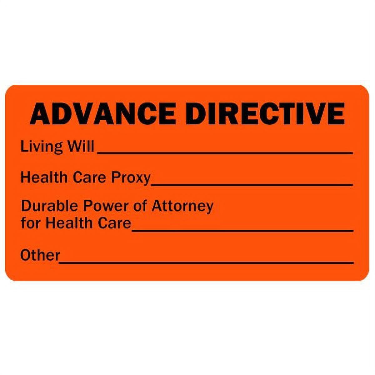 2" x 1" Orange Advance Directive Medical Healthcare Labels - Walmart.com