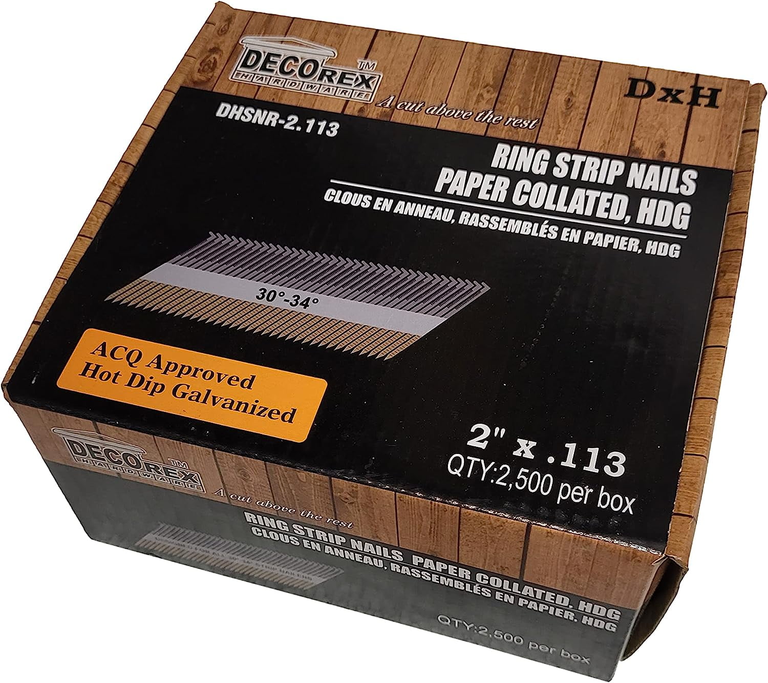 2" x .113 Ring Shank Framing Nails, Paper Strip Collated, Hot Dip ...