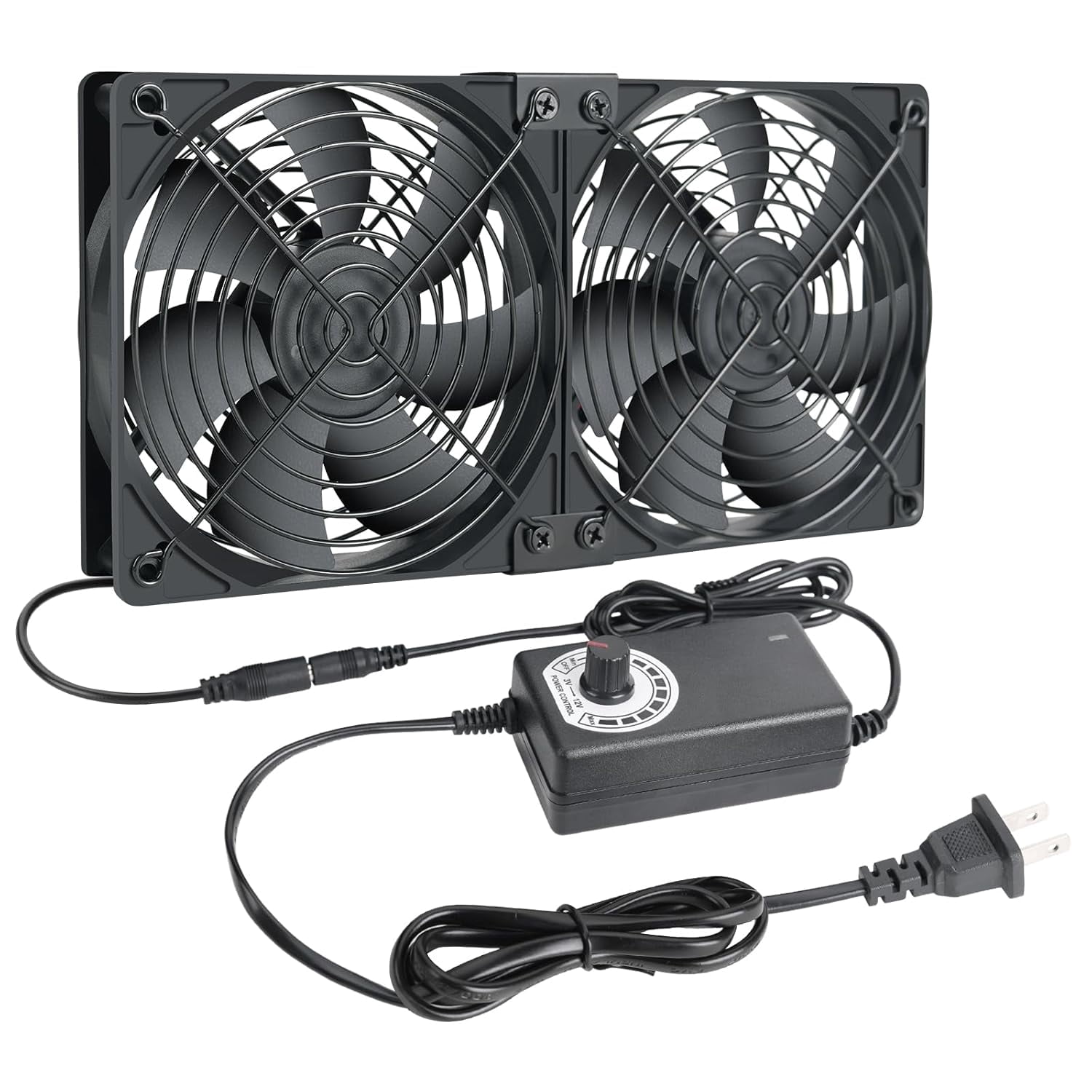 2 x 120mm 240mm Computer Fan with AC Plug, 110V - 240V AC Powered Fan ...