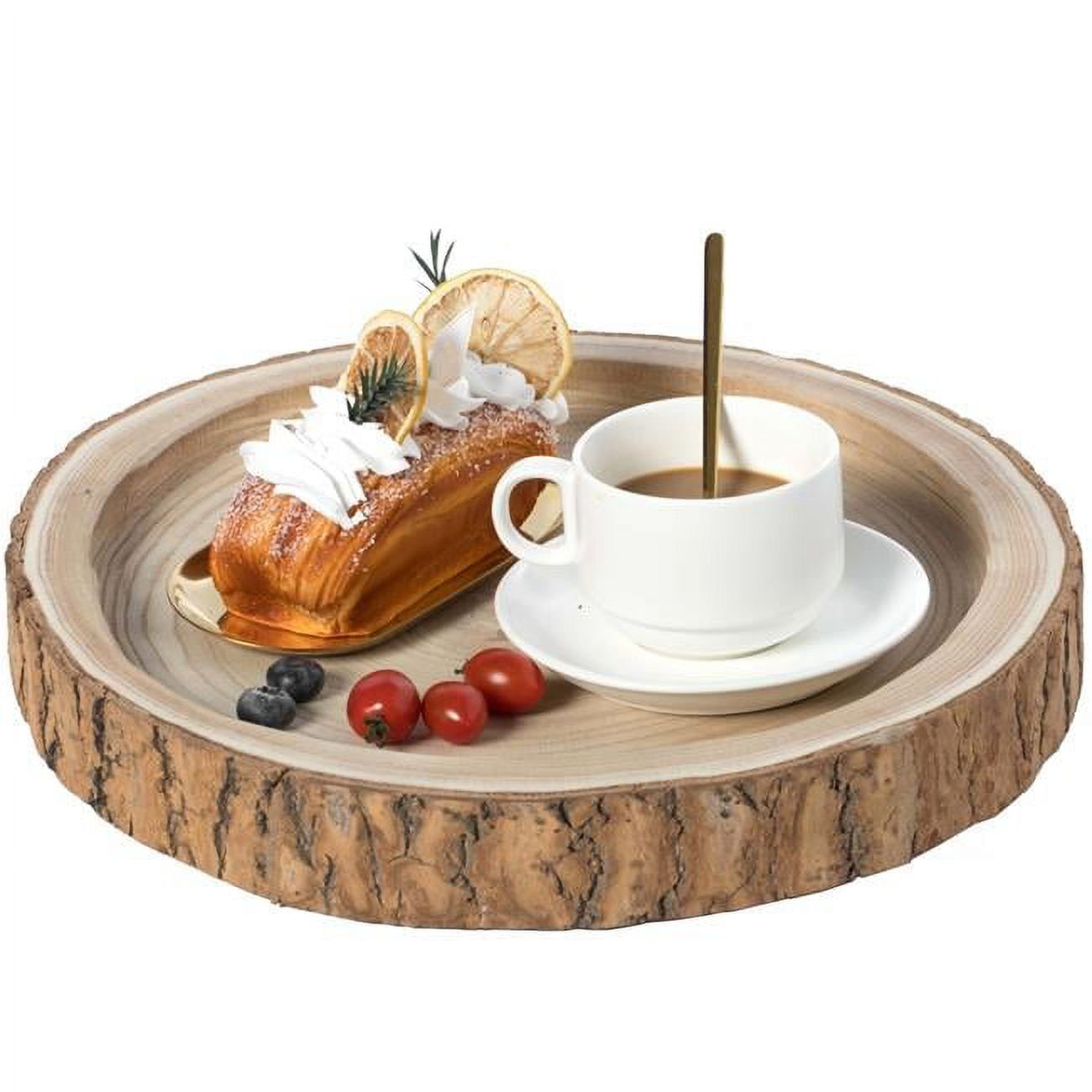 2 x 14 x 14 in. Wood Tree Bark Indented Display Tray Serving Plate ...
