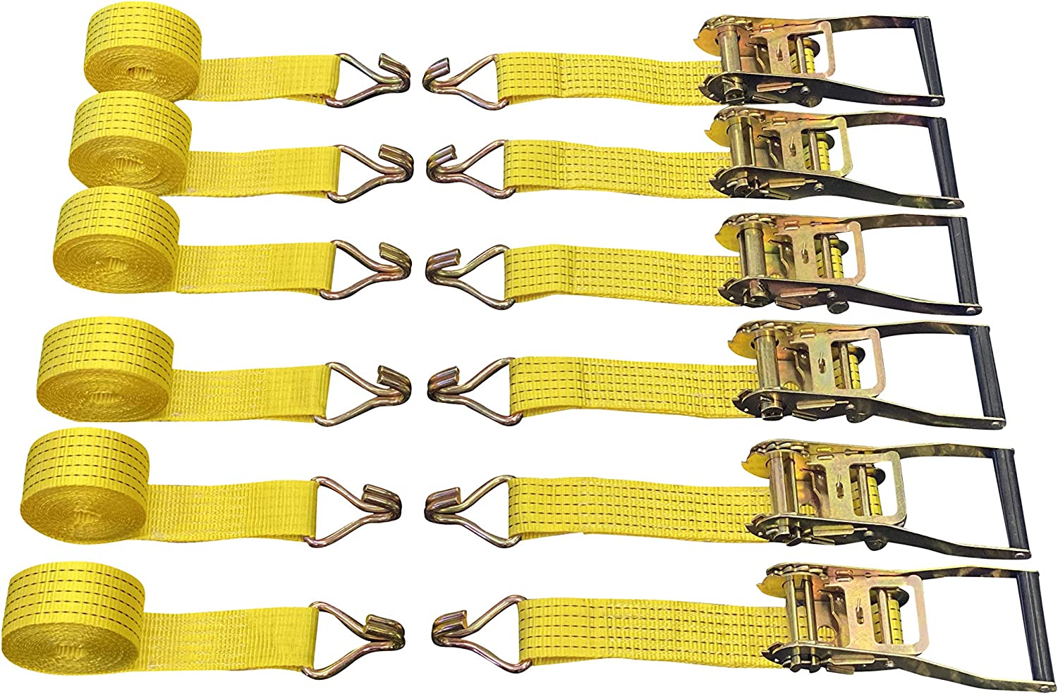 2" x 15' Ratchet Tie Down Straps (6PK) - 5000 LBS Break Strength ...