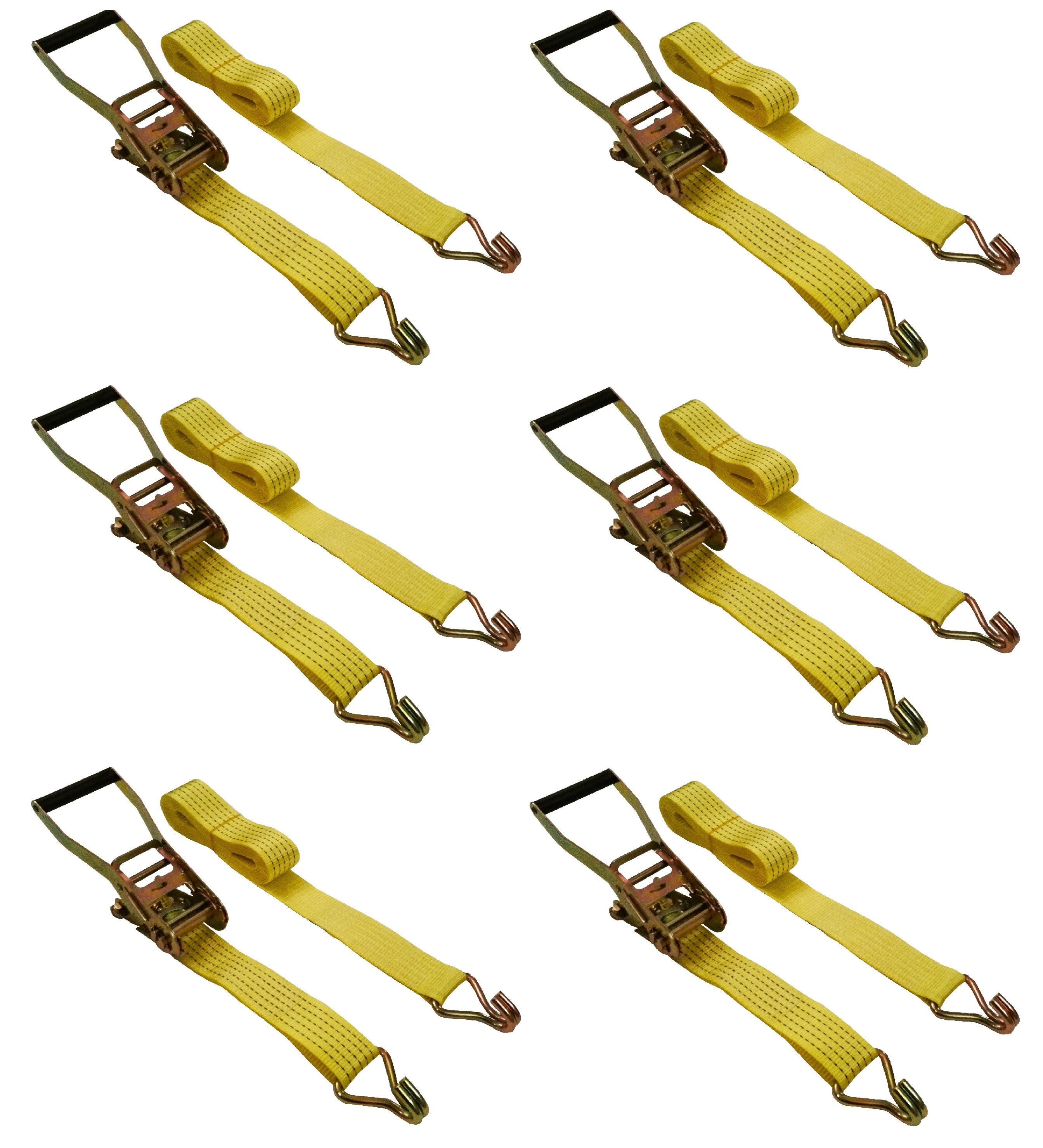 "Heavy Duty 2"" x 15' Ratchet Tie Down Straps for Trucks (6PK) -5000 LBS Break Strength with ...