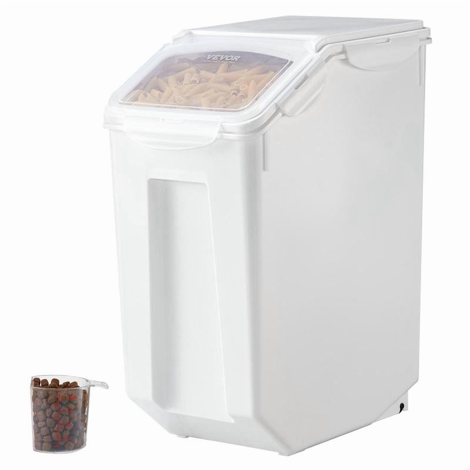 2 x 15L Dispenser Bin with 2 Measuring Cups, Attachable Casters and ...