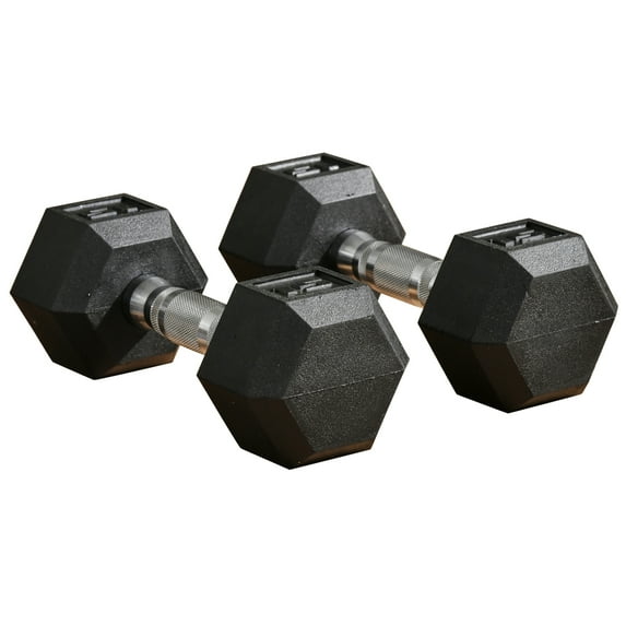 2 x 15lbs Hex Dumbbell Set of 2, Rubber Weights Exercise Fitness ...