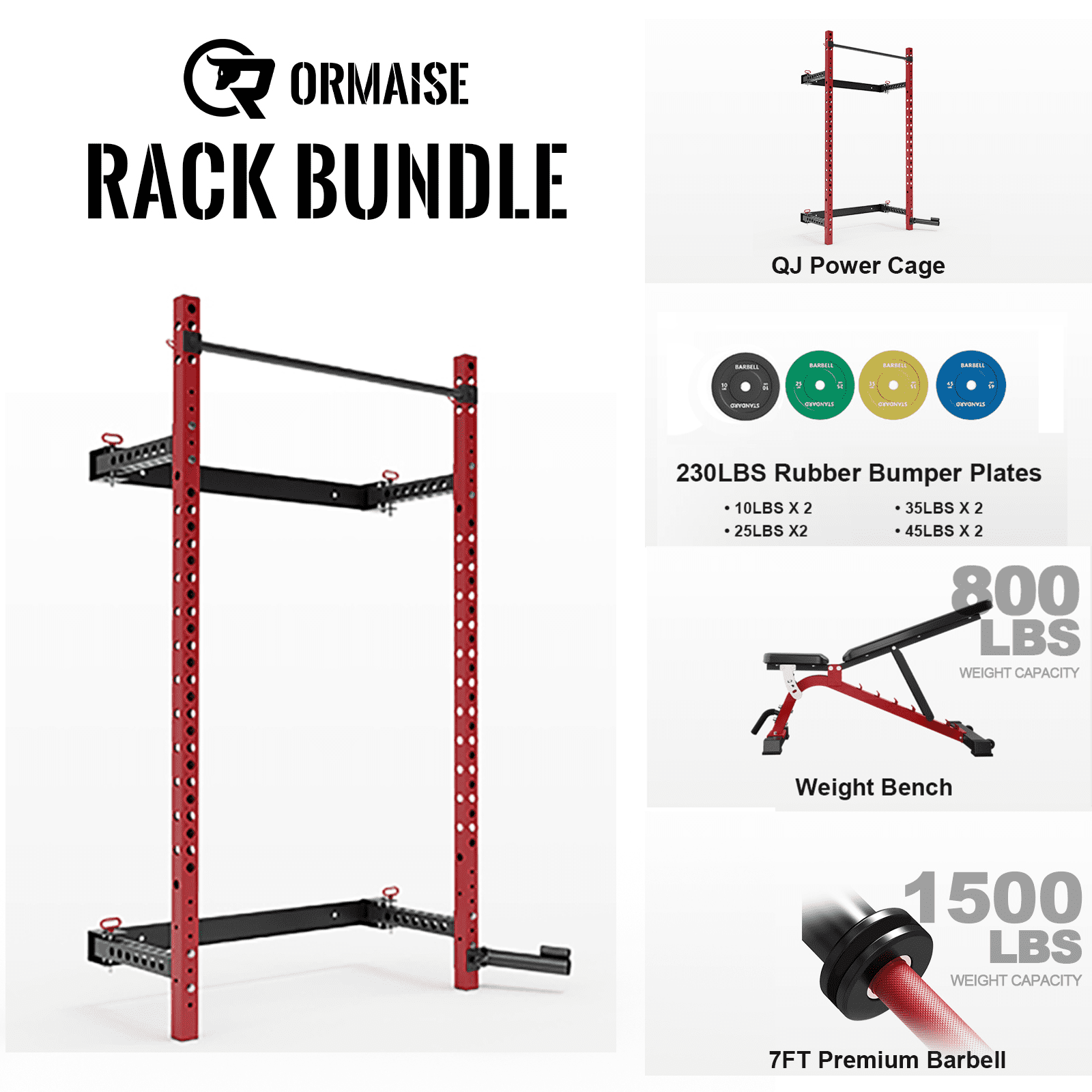 2" x 2" Folding Wall Mounted Squat Rack, 800 Pounds Capacity Power Rack ...