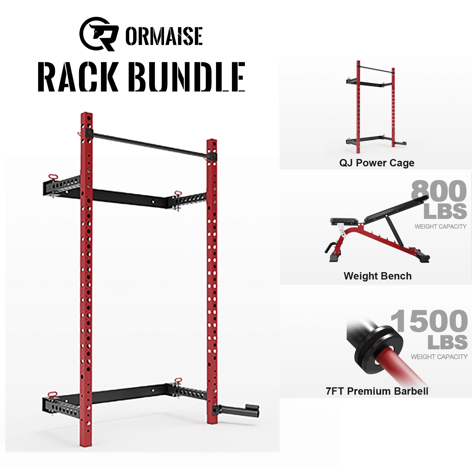 2" x 2" Folding Wall Mounted Squat Rack, 800 Pounds Capacity Power Rack ...