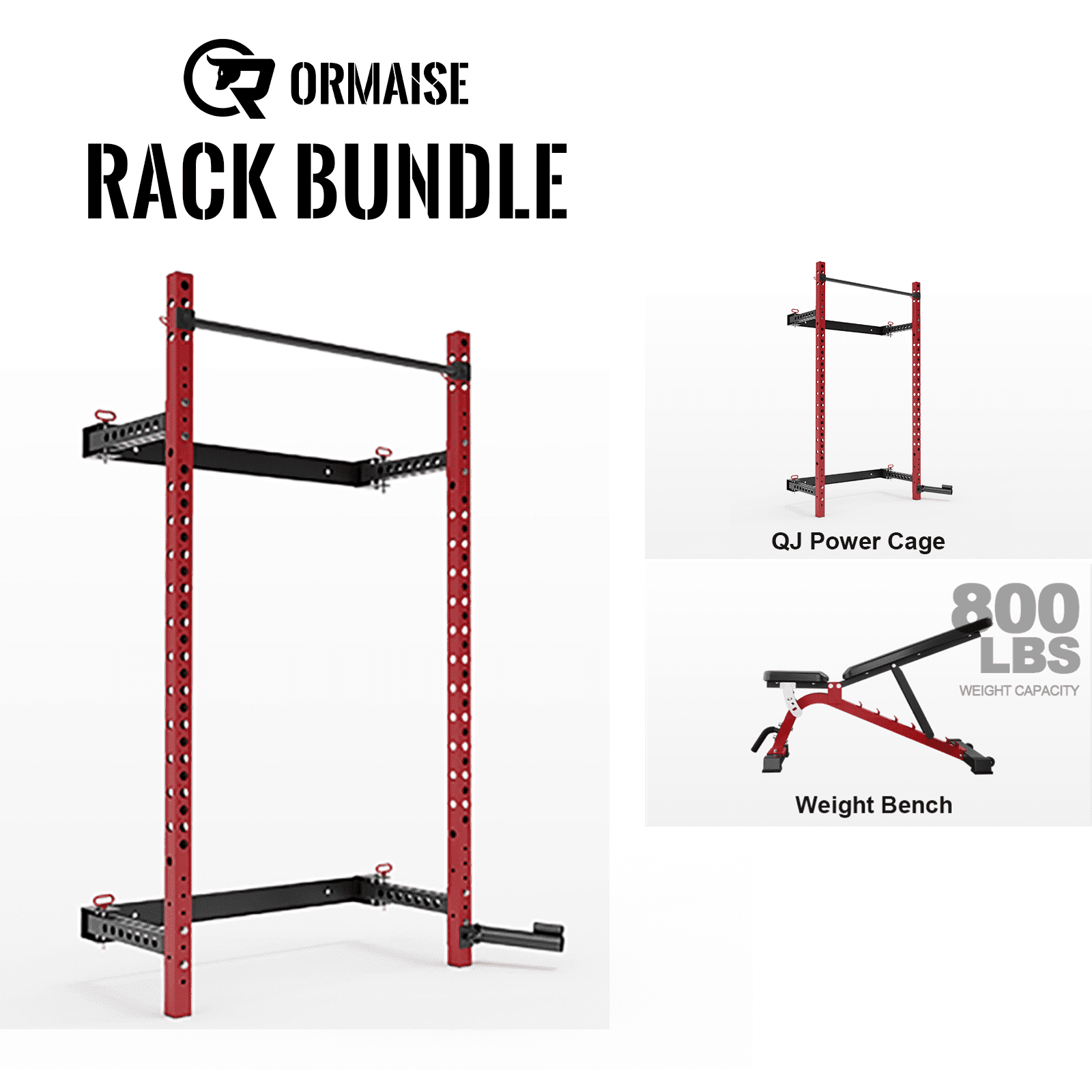 2" x 2" Folding Wall Mounted Squat Rack, 800 Pounds Capacity Power Rack ...