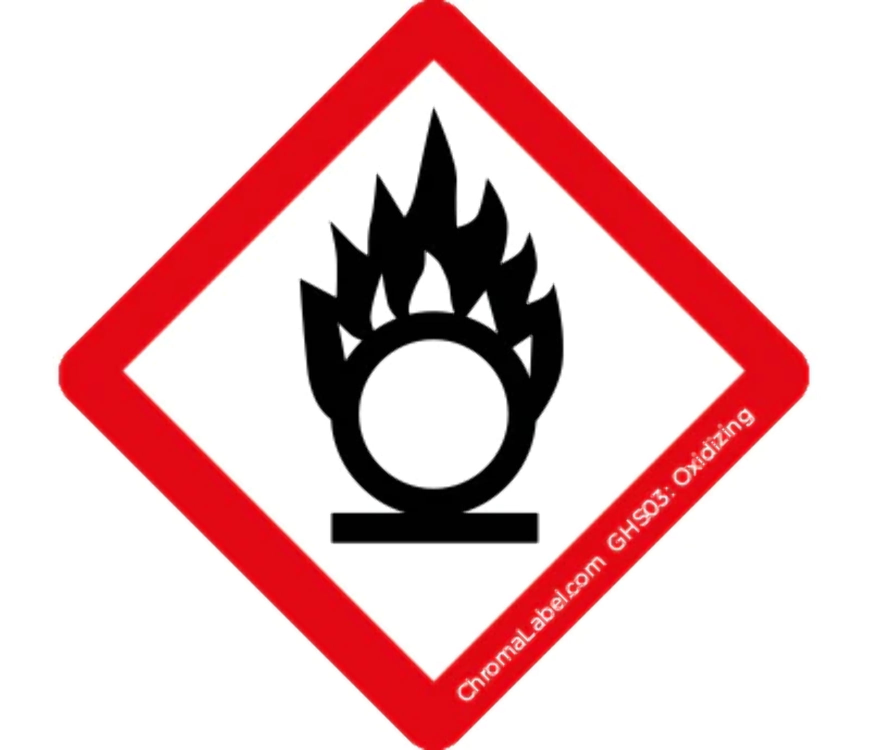 2" x 2" Permanent Durable Square D.O.T. Hazard Labels, GHS03: Oxidizing ...