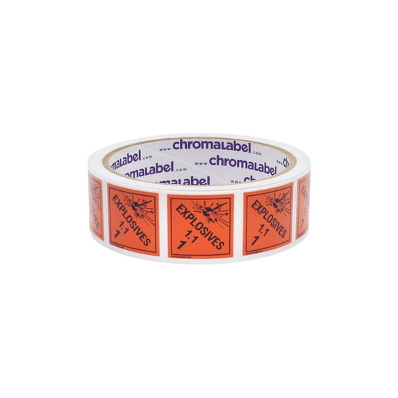 2" x 2" Permanent Durable Square D.O.T. Hazard Labels, Hazard Class 1.1 ...