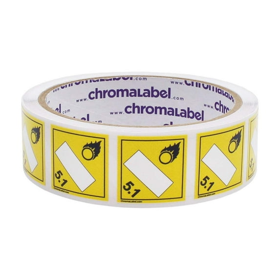 2" x 2" Permanent Durable Square D.O.T. Hazard Labels, Hazard Class 5.1 ...