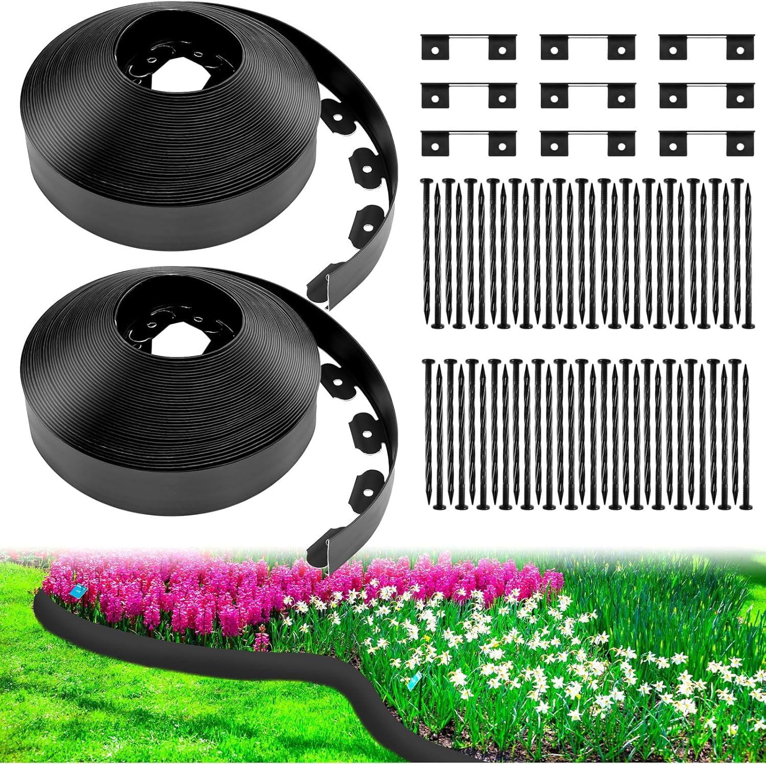 2'' x 200' Landscape Edging Kit Edging Border Coil Include 120 ...