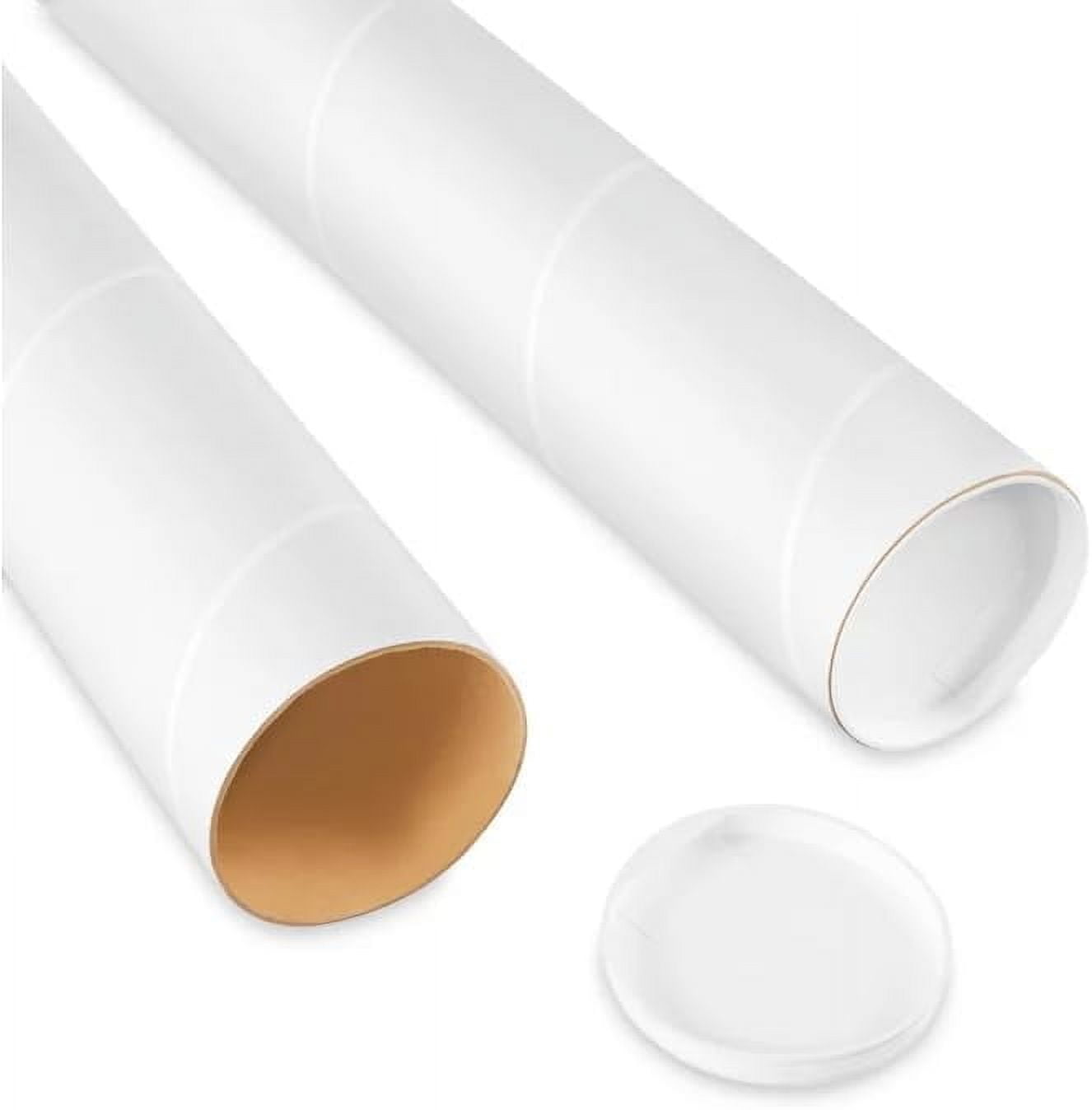2 x 24", .060" thick White Heavy-Duty Mailing Shipping tubes with End ...