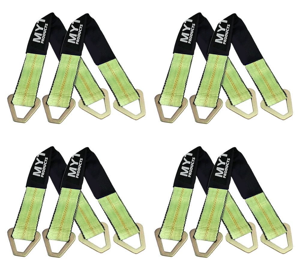 8 Pack 2" x 24" Heavy Duty Green Tie Down Axle Straps with Magnetic D ...