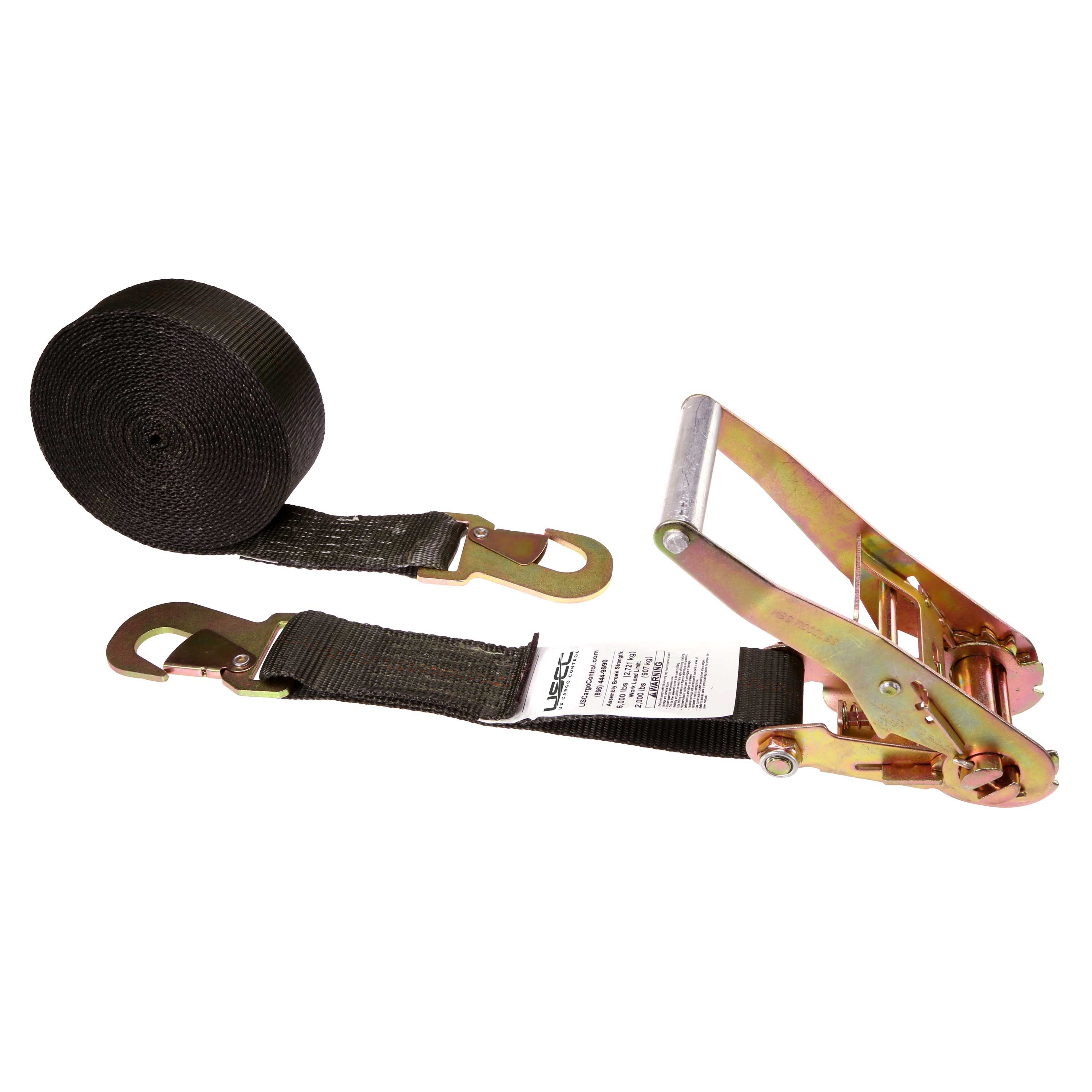 US Cargo Control, Ratchet Strap with Snap Hook, 2 Inch Wide X 27 Foot ...