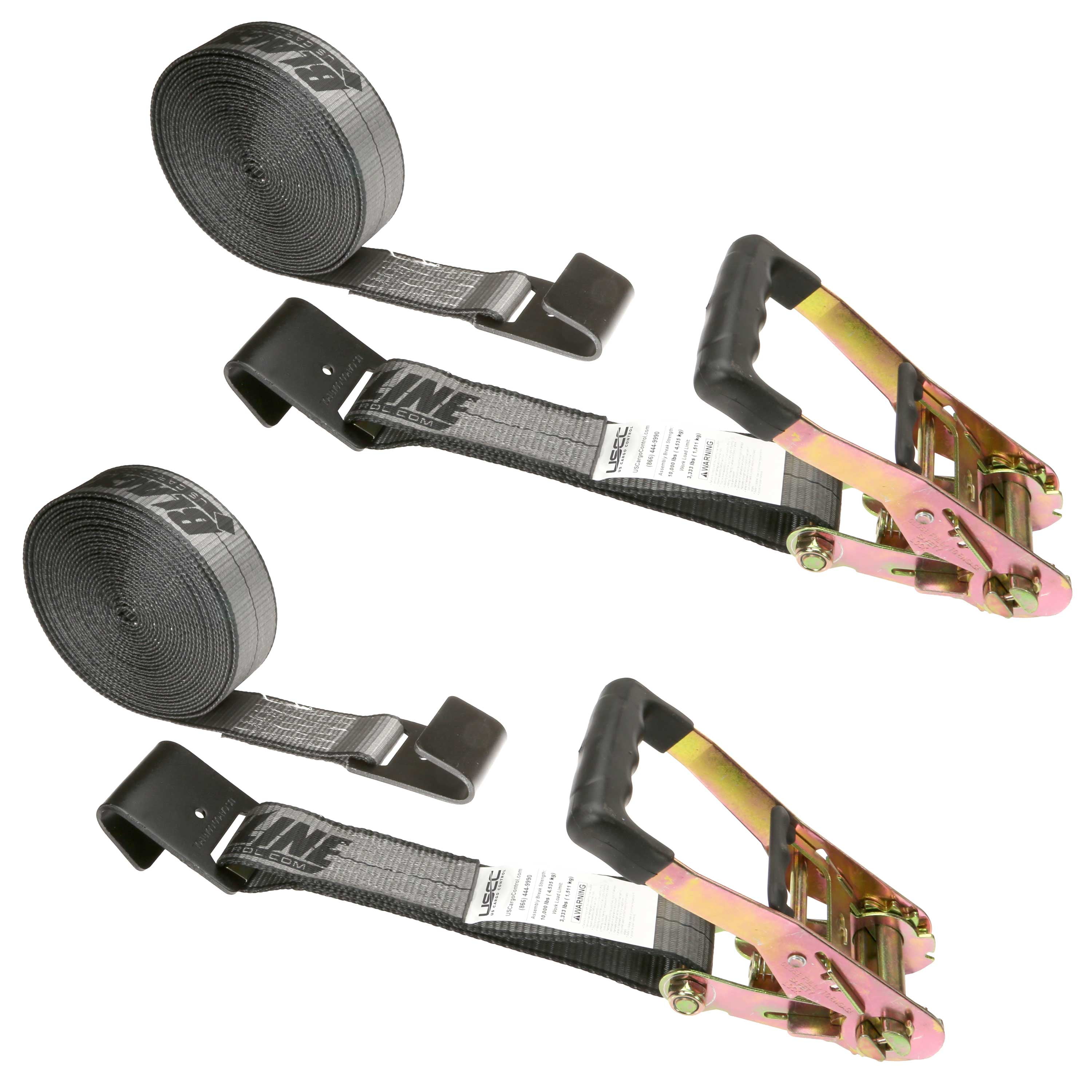 2" x 27' BlackLine Ratchet Strap w/ Black Flat Hooks and Black Ratch ...