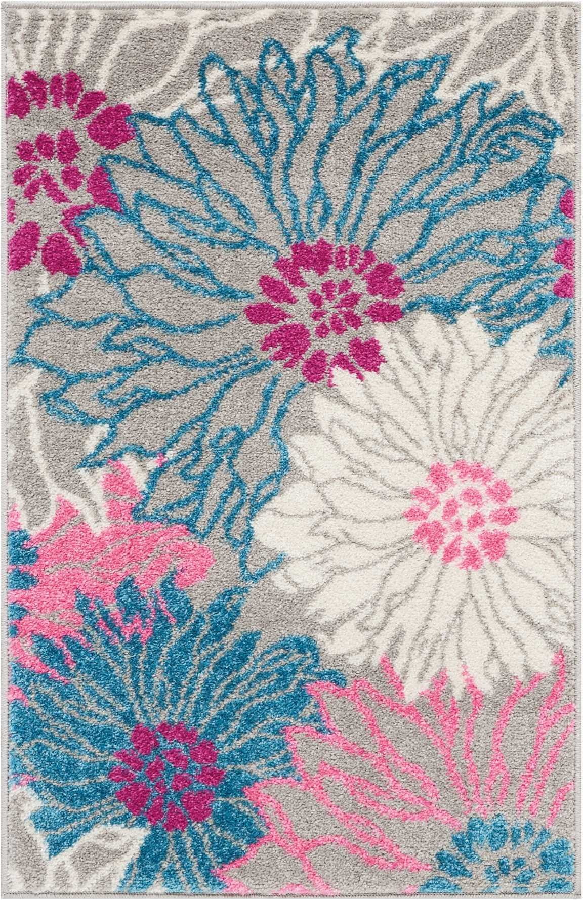 2â€™ x 3â€™ Gray and Pink Tropical Flower Scatter Rug - Walmart.com