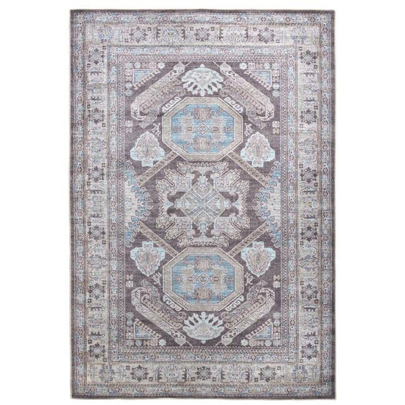 2 x 3 ft. Gray Taupe & Blue Floral Rectangle Area Rug - Gray Taupe and ...