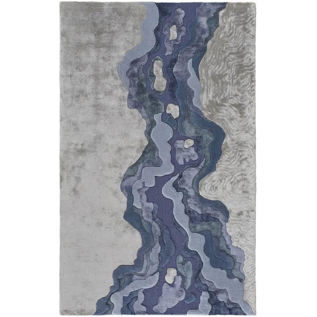 2 x 3 ft. Ivor Gray & Blue Wool Abstract Hand Tufted Handmade Rectangle ...