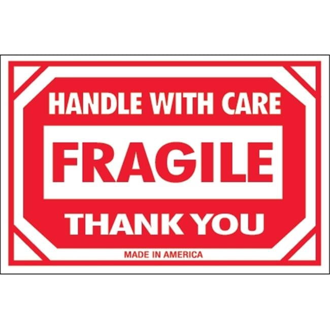 2 x 3 in. - Fragile - Handle with Care Labels - Red & White - Roll of ...