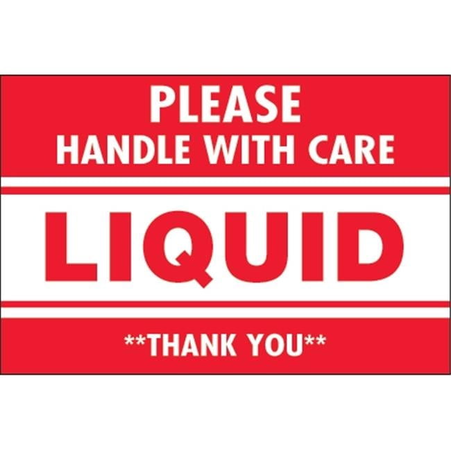 2 x 3 in. - Please Handle with Care - Liquid - Thank You Labels - Red ...