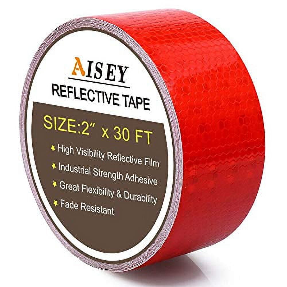 2" x 30 Feet Reflective Safety Tape Red Hazard Caution Adhesive ...