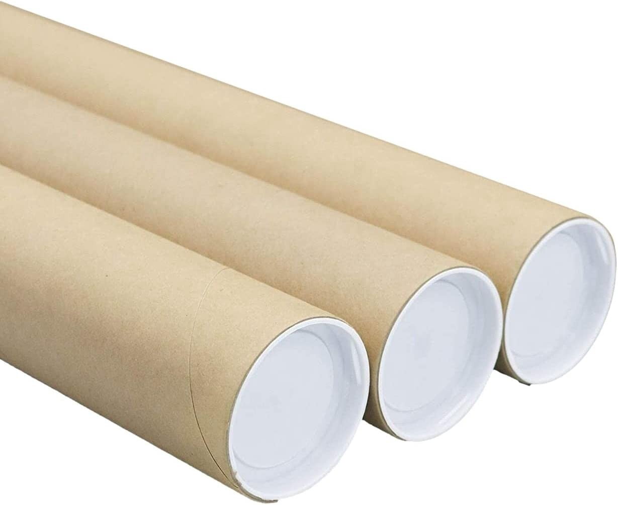 2" x 30" Kraft Mailing Tube & end caps (50/Case) Round Cardboard ...