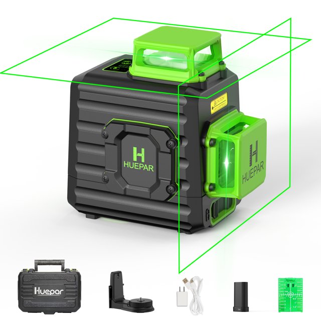 2 x 360 Degree Self-leveling Laser Level, 200Ft Green Beam Cross Line ...