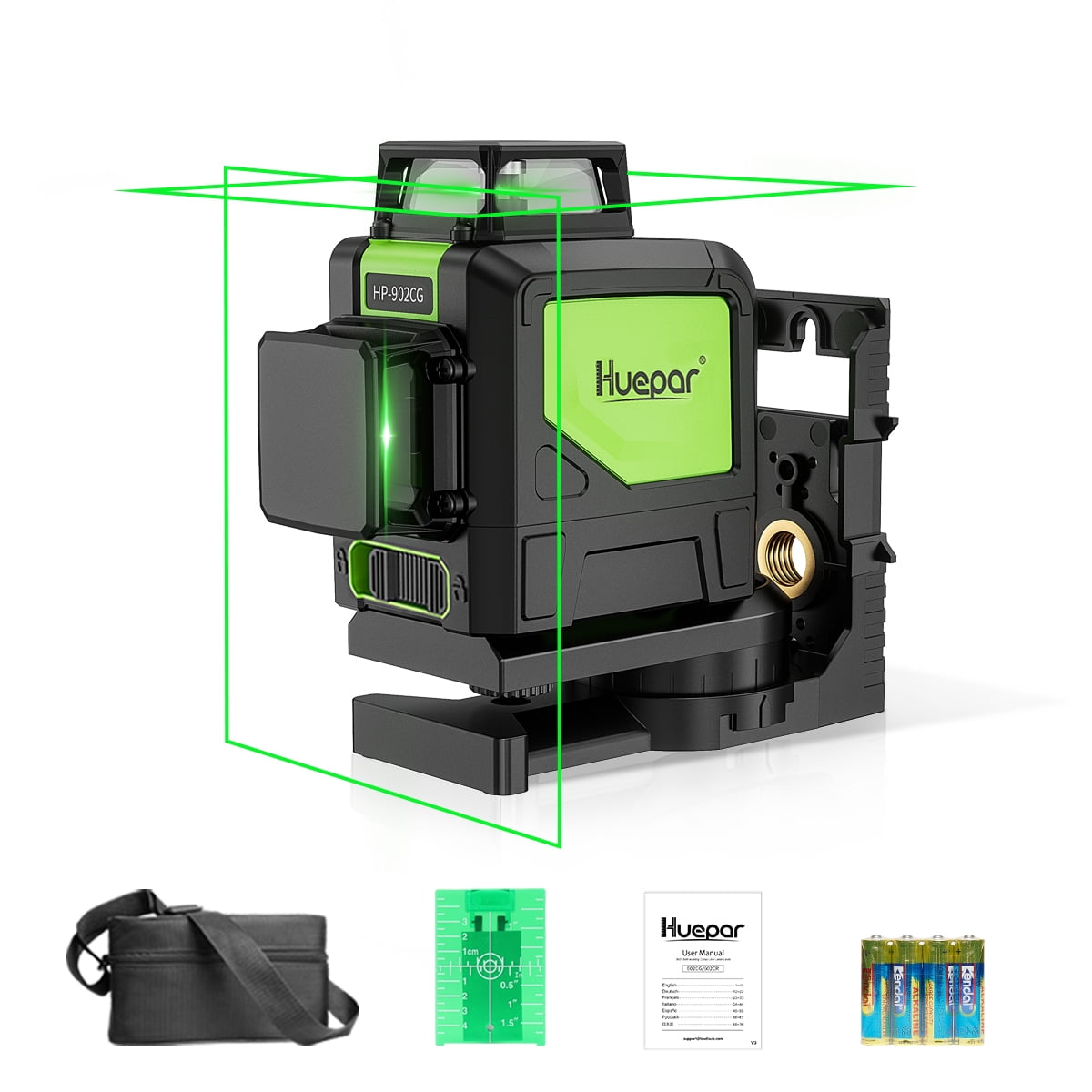 Huepar 360 Self-Leveling Laser Level, 165Ft Green Cross Line, Magnetic ...
