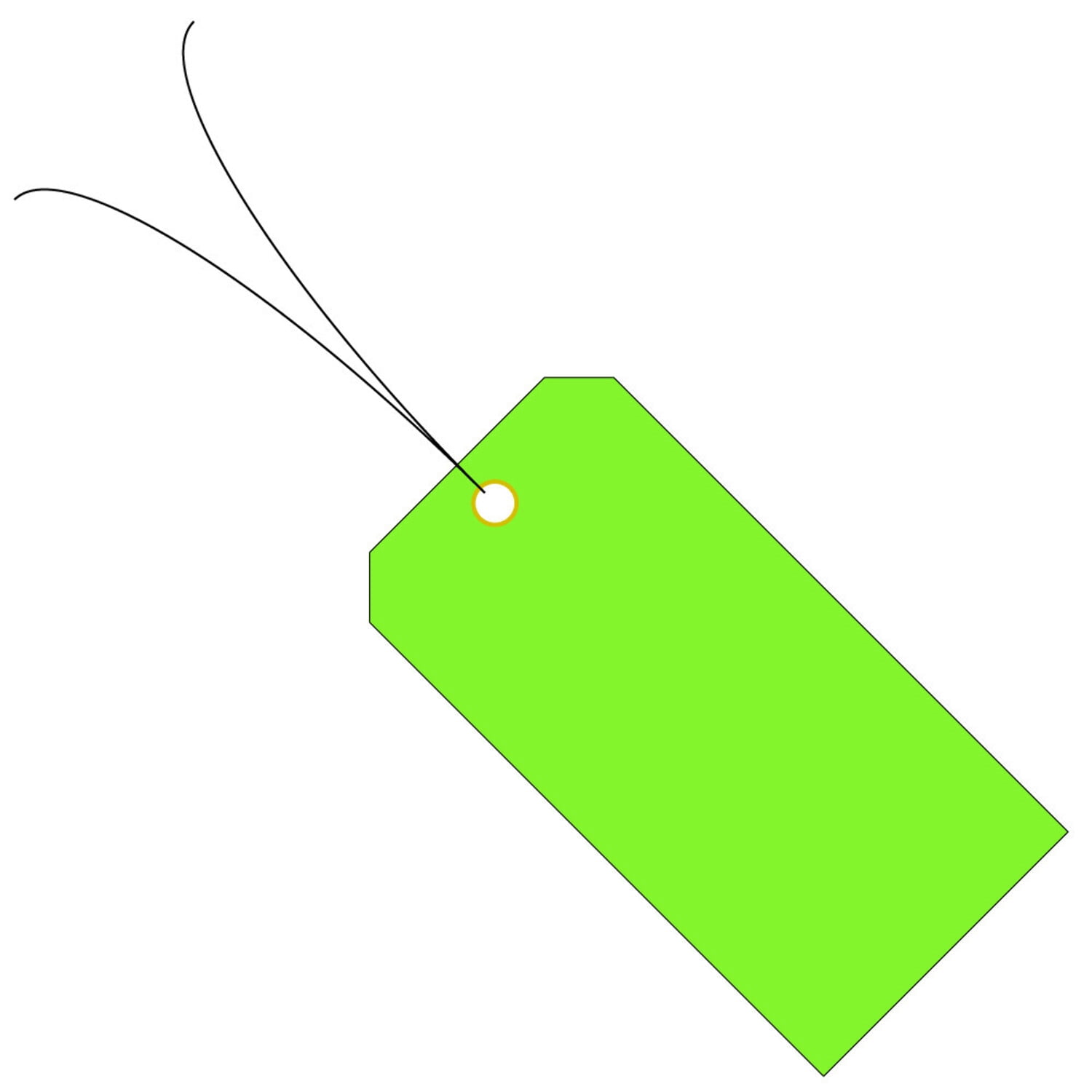 2 x 4 Fluorescent Green Waterproof 15mil Plastic Tags (Wired) (50 per ...