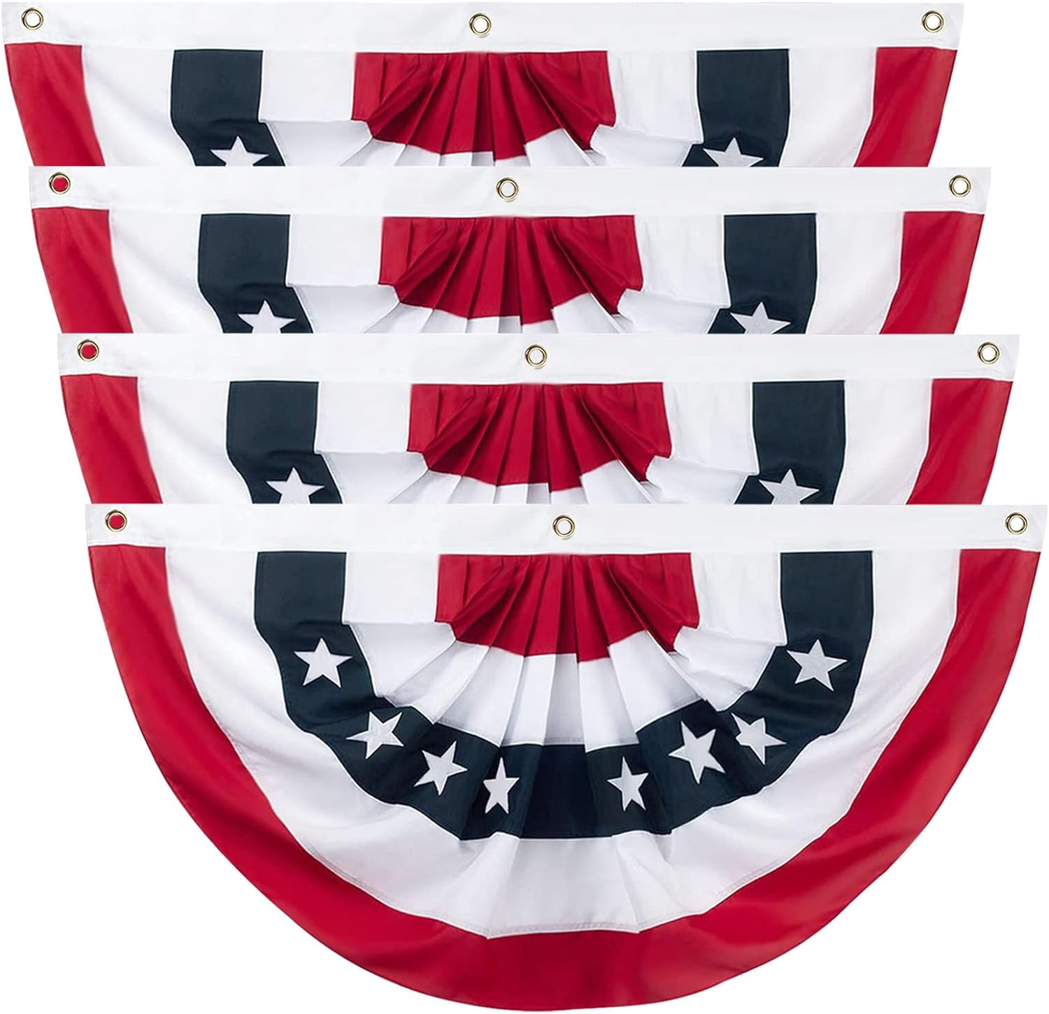 2 x 4 Ft American Pleated Fan Flag Banner, 4 Pieces USA Patriotic Half ...