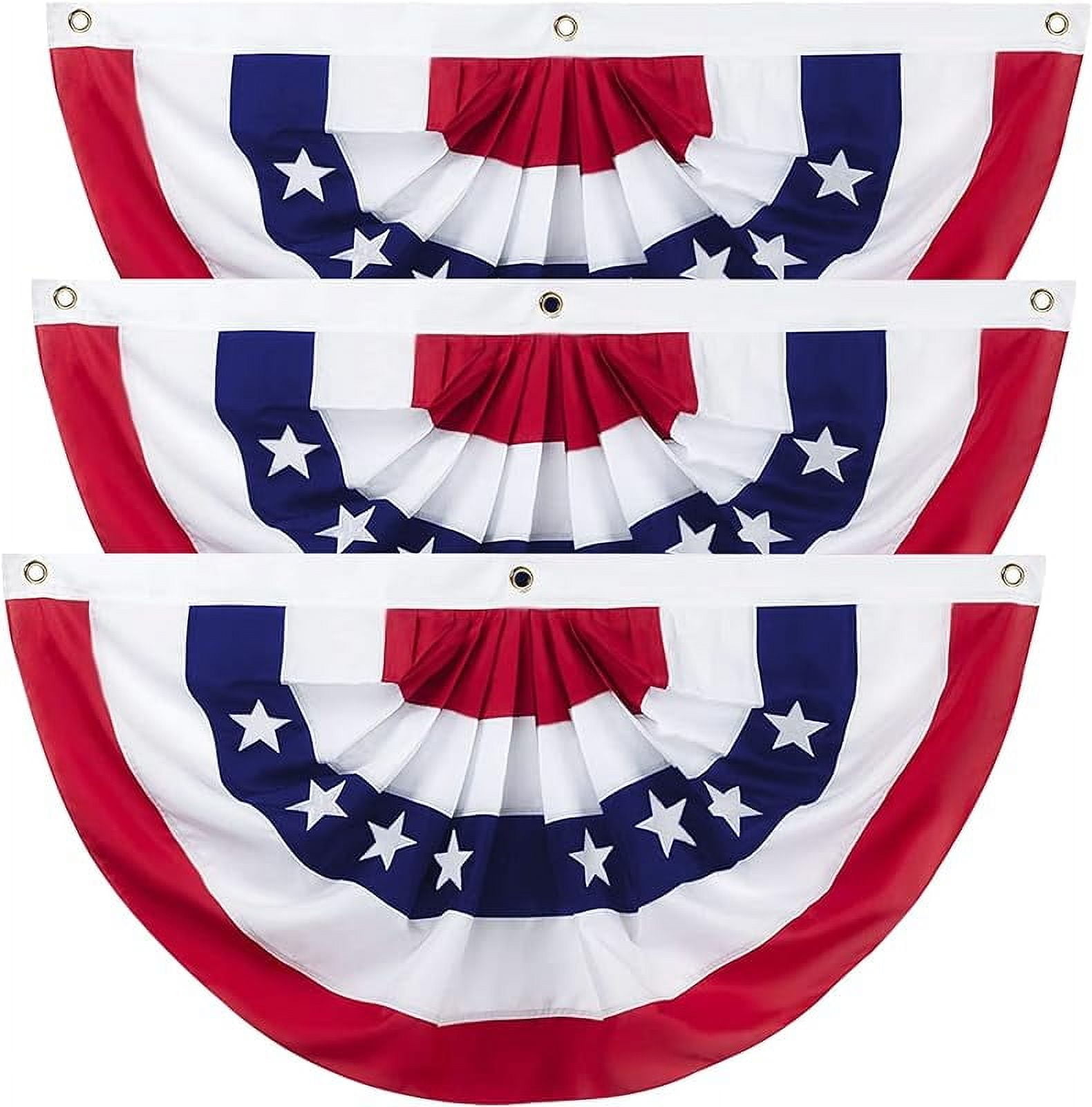 2 x 4 Ft American Pleated Fan Flag, USA Patriotic Half Fan Bunting Flag ...