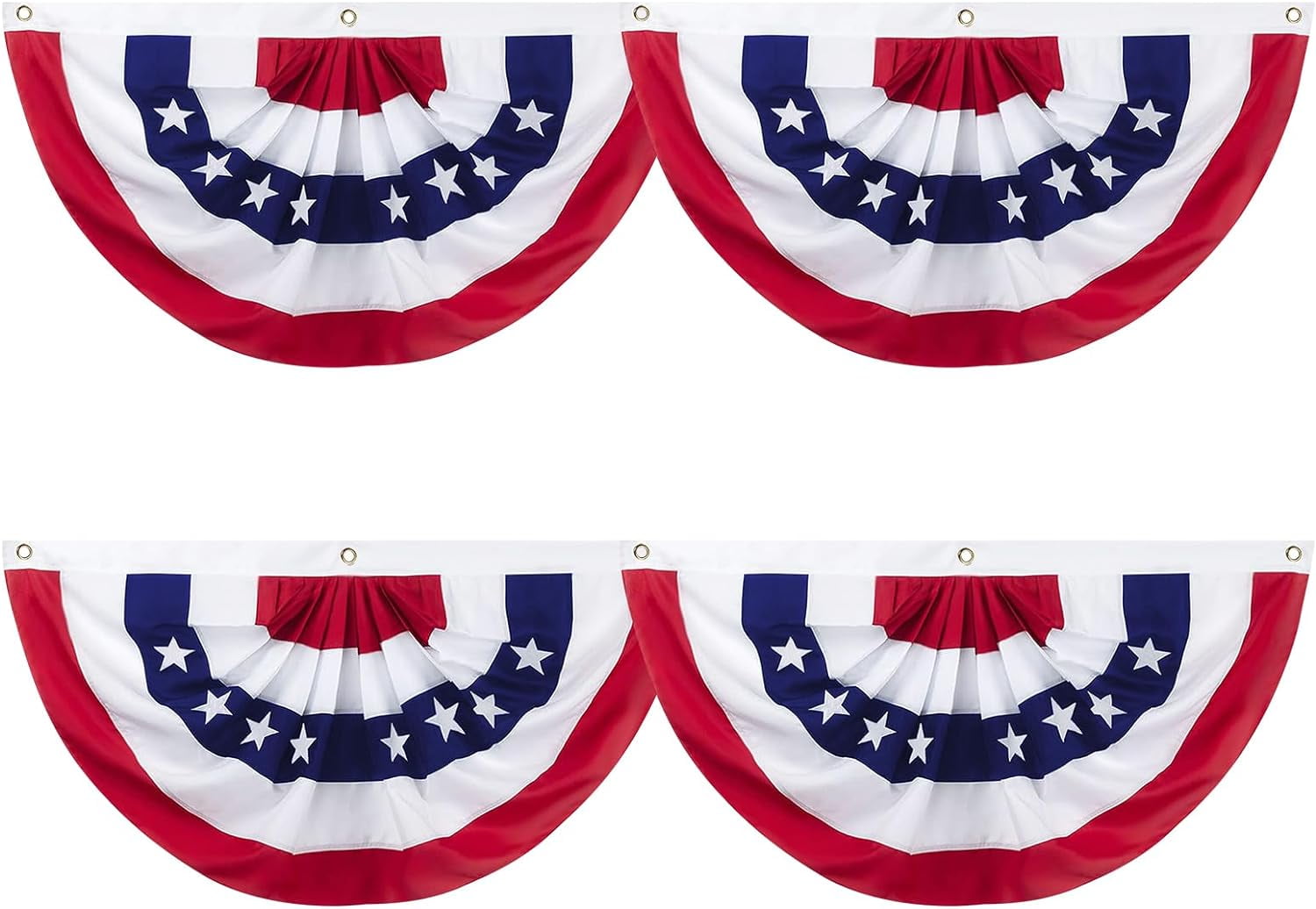 2 x 4 Ft American Pleated Fan Flag, USA Patriotic Half Fan Bunting Flag ...