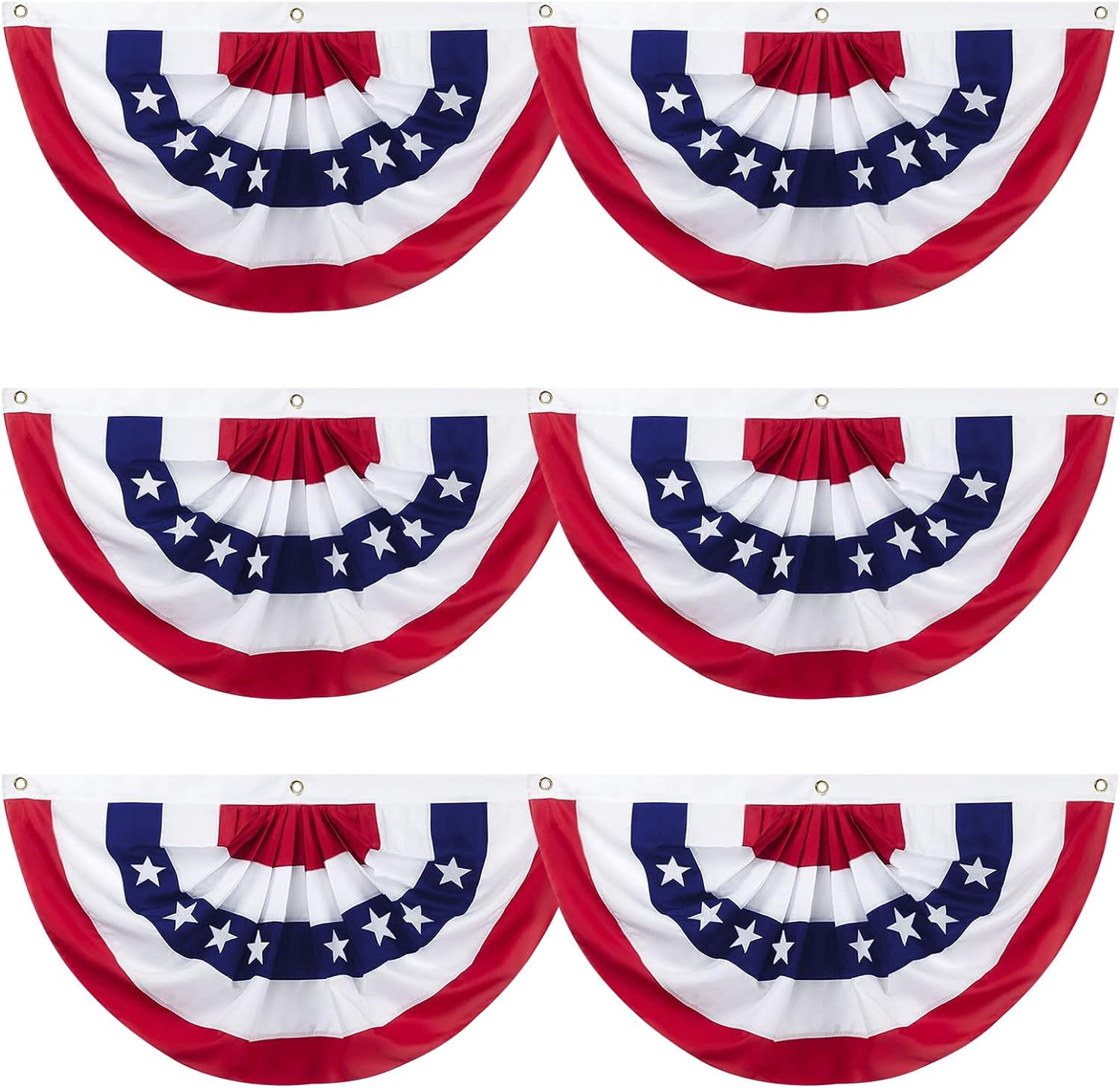 2 x 4 Ft American Pleated Fan Flag, USA Patriotic Half Fan Bunting Flag ...