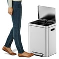 2 x 4 Gal (2 x 15L) Dual Compartment Trash Can - Stainless Steel Step ...