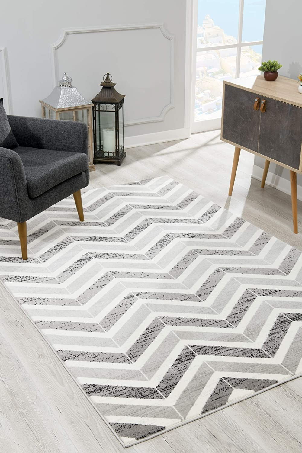 2â€™ x 4â€™ Gray Distressed Chevron Area Rug - Walmart.com