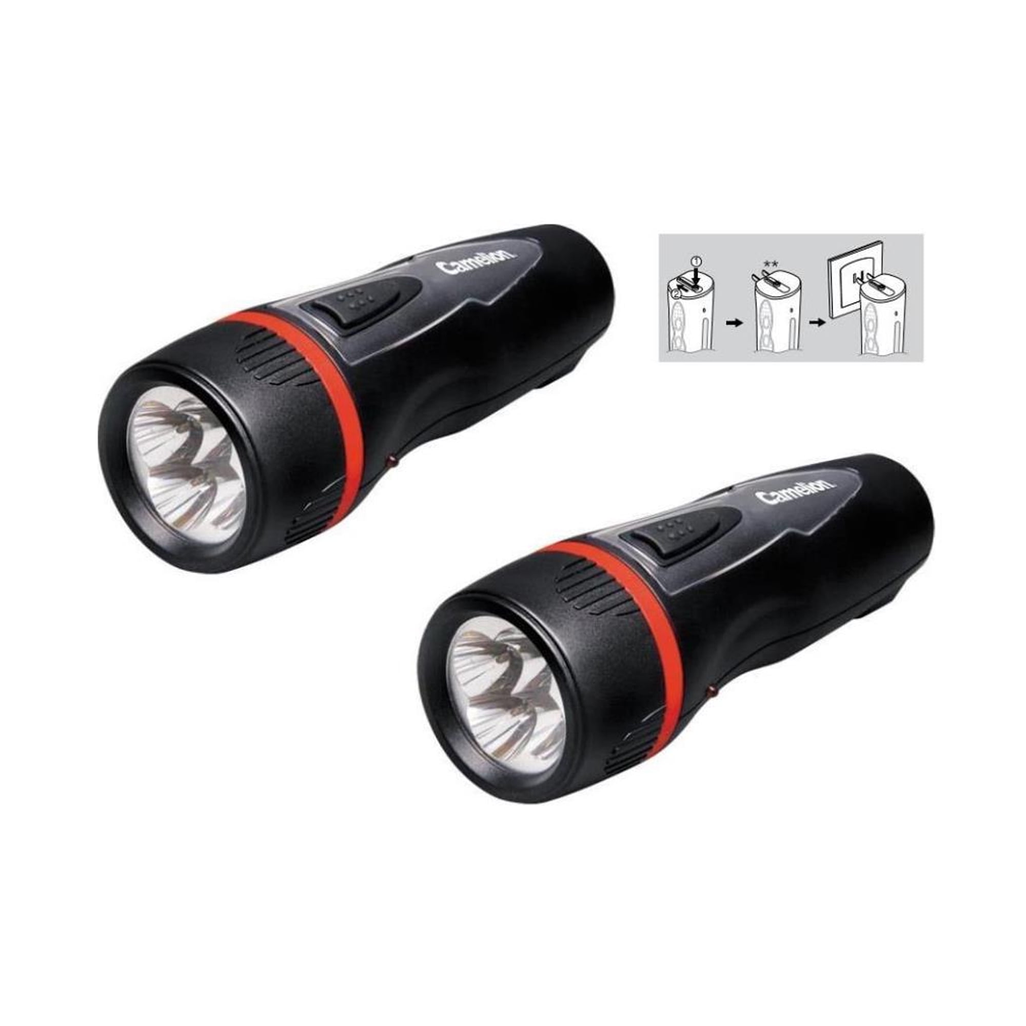 2 x 4 LED Rechargeable Plug-In Emergency Ready Flashlight - Walmart.com