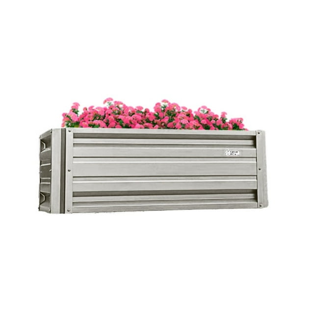 2 x 4 Rectangular Metal Planter Box Durable Raised Garden Bed in Galvalume Steel 24 x 48" With ...