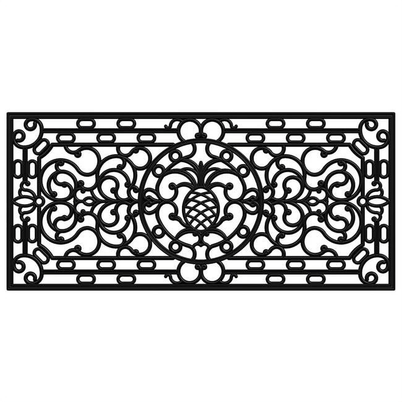 2 x 4 ft. Pineapple Heritage Rubber Rectangular Doormat, Black ...