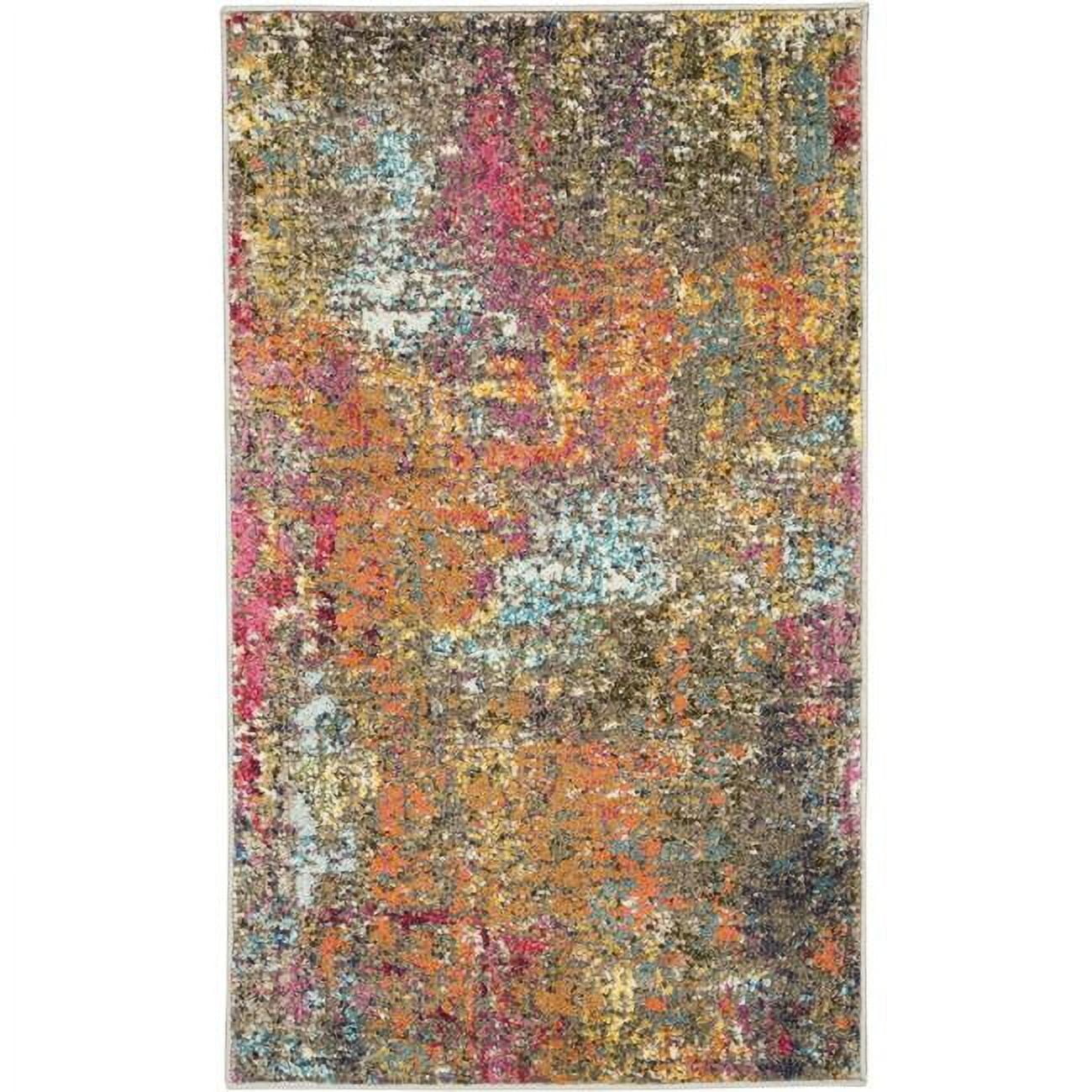 2 x 4 ft. Sunset Abstract Power Loom Non Skid Rectangle Area Rug ...