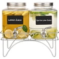 2 x 4L(1.06 Gallon) Glass Drink Dispenser, Beverage Dispenser with ...
