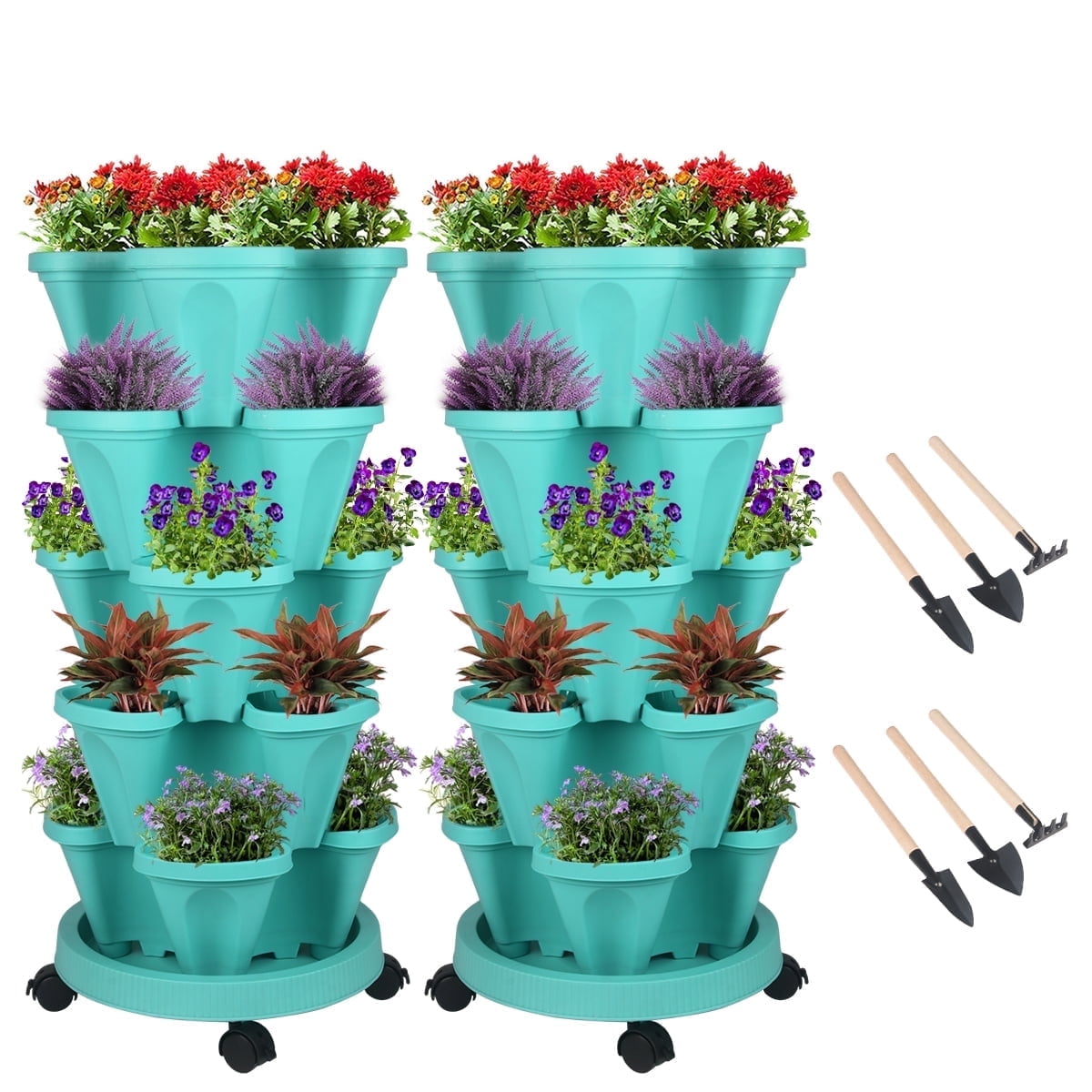 2 x 5 Tier Vertical Gardening Stackable Planter for Strawberries ...
