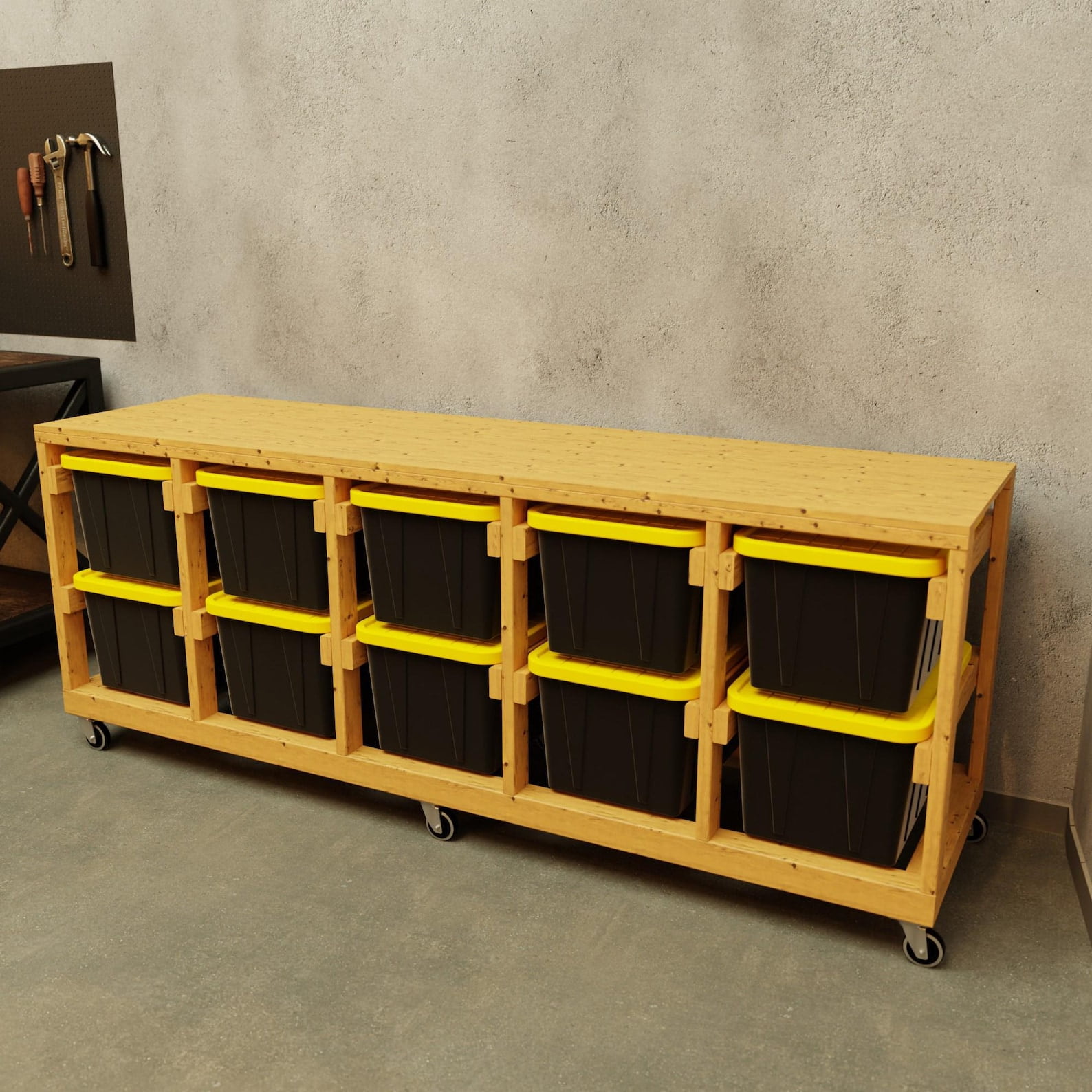 2 x 5 Workshop Tote Storage Designs for Totes and Bins Build Plans Hard ...