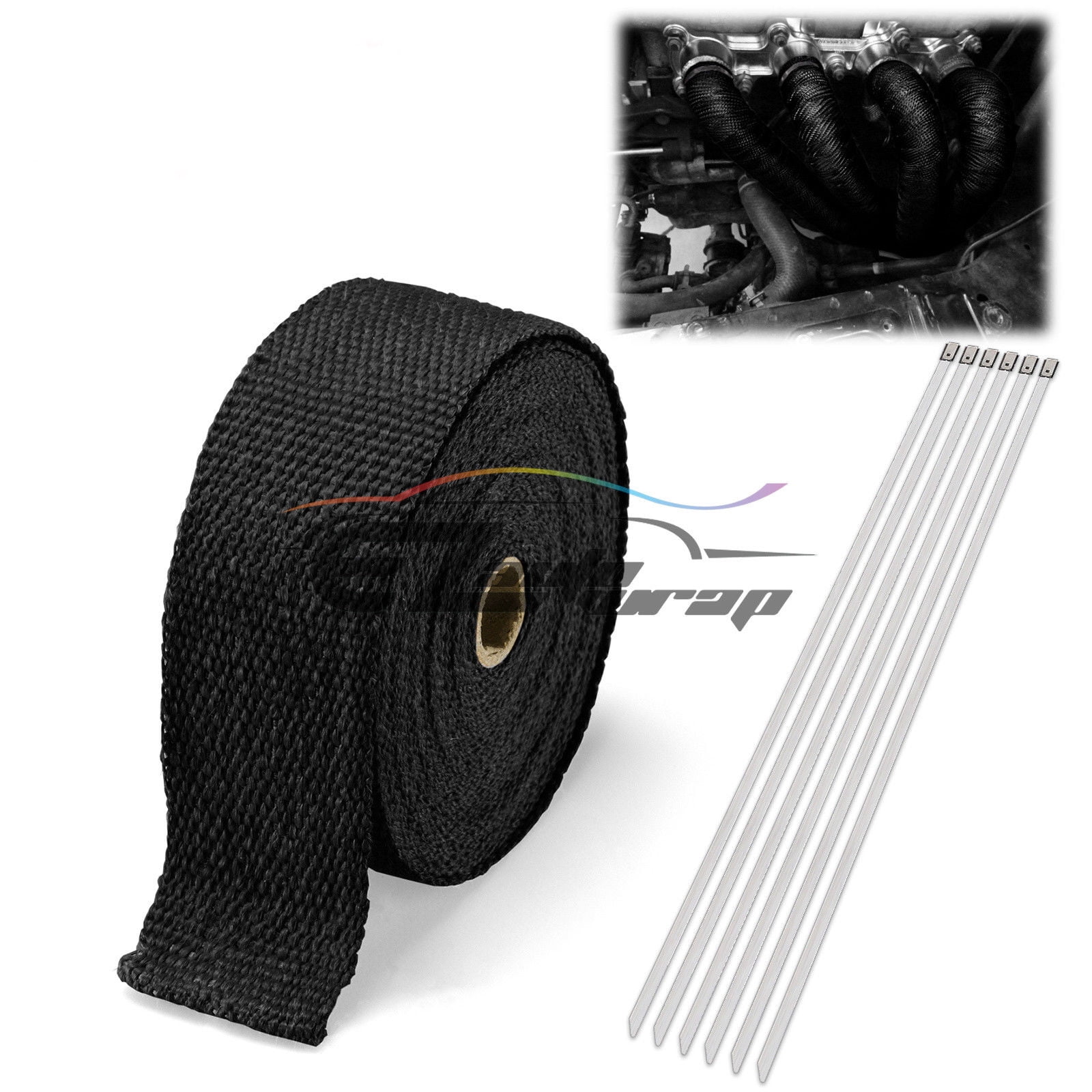 2" x 50' Exhaust Pipe Insulation Thermal Heat High Temperature Wrap ...