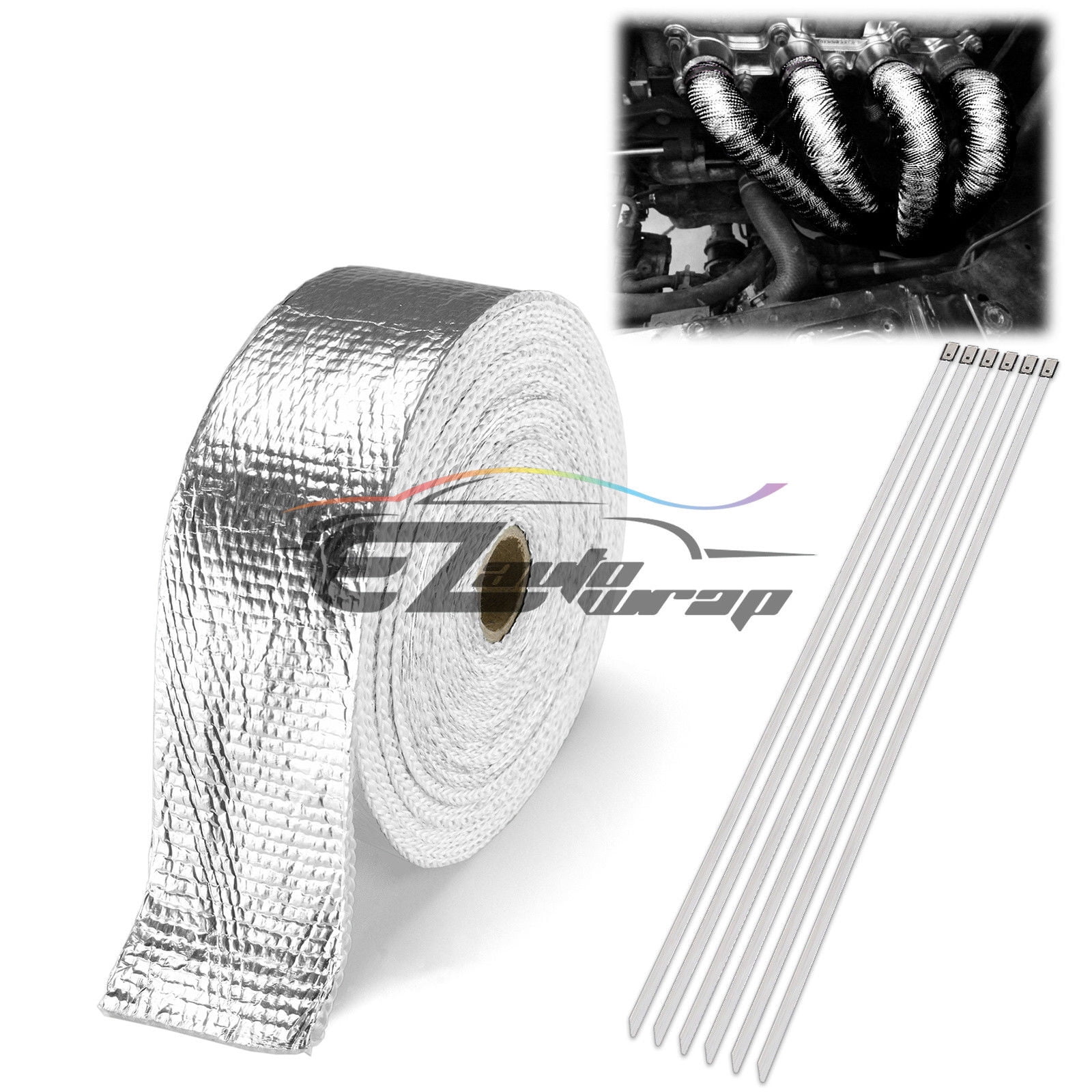 2" x 50' Exhaust Pipe Insulation Thermal Heat High Temperature Wrap ...