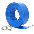 2"x 50 FT Pool Backwash Hose, Blue Heavy Duty Reinforced PVC Lay Flat Water Discharge Hose for ...