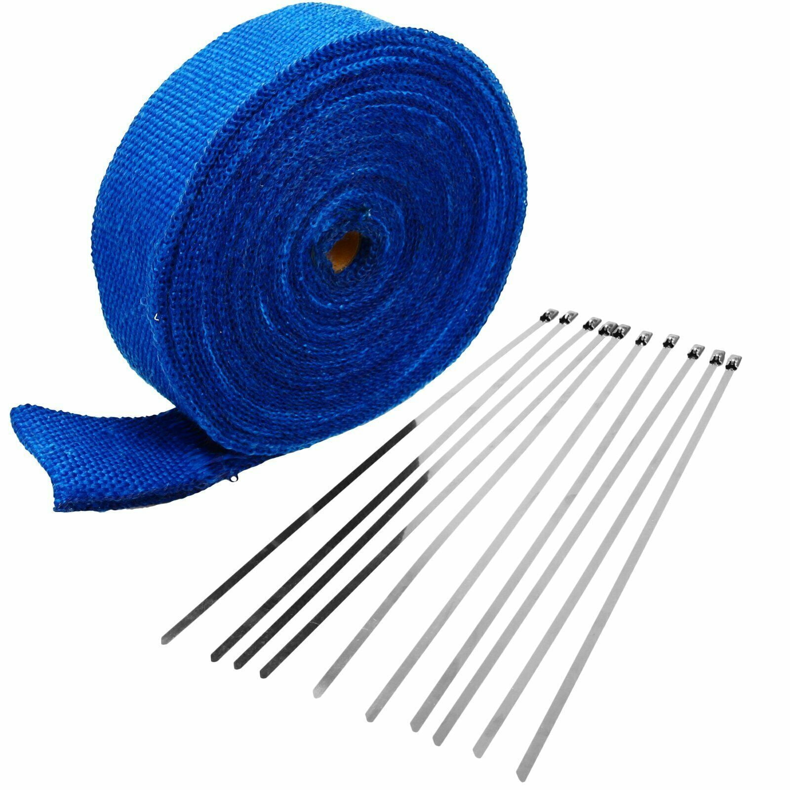 2" x 50ft Blue Exhaust Wrap Manifold Header Pipe Heat Wrap Tape with 10 ...
